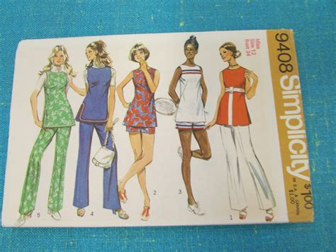 1971 Simplicity Sewing Pattern 9408 Misses Elastic Waist Pants And