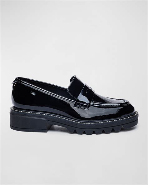 Loewe Terra Leather Kitten Heel Penny Loafers Neiman Marcus
