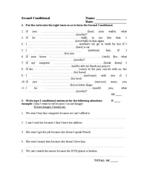 Second Conditional Test Pdf
