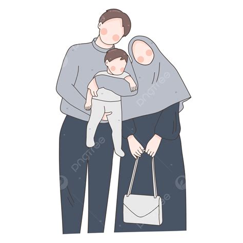 Ilustrasi Keluarga Muslim Yang Bahagia Dengan Bayi Laki Laki Kecil ...