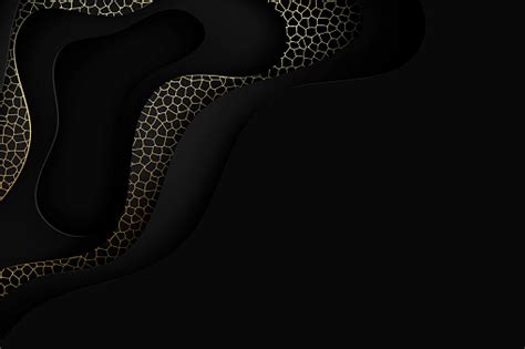 깊은 종이 예술 만화 검은 추상 파도 종이 배경 개척 현대 종이 접기 디자인 서식 파일입니다 벡터 일러스트입니다 3d 종이 레이어 황금 장식으로 파도 0명에 대한 스톡 벡터