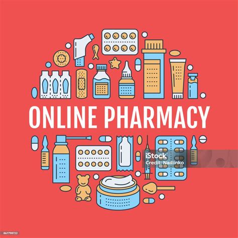醫療 藥店海報範本向量藥劑線圖示 劑量形式的例證片劑 膠囊 藥片藥物抗生素維生素醫療橫幅與文本線上藥房向量圖形及更多一組物體圖片 Istock