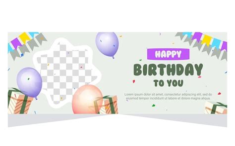 생일 축하 파티 배너 템플릿 프리미엄 벡터
