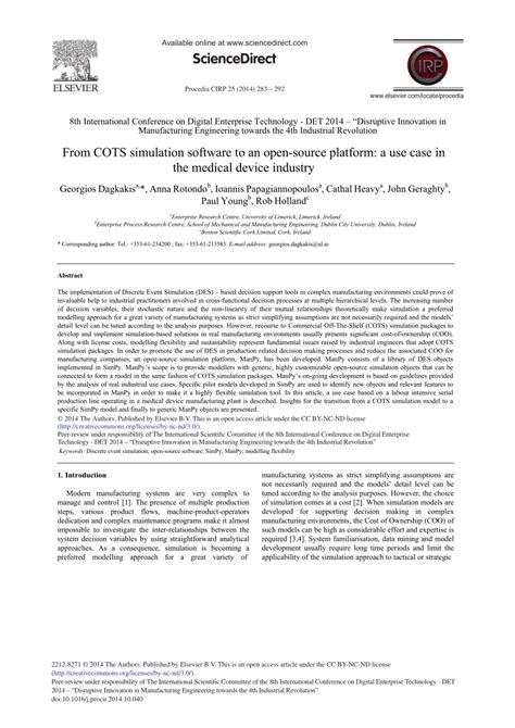 Pdf From Cots Simulation Software To An Open Source Platform A Use