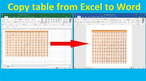 How To Copy Table With Too Many Columns From Excel To Word Youtube