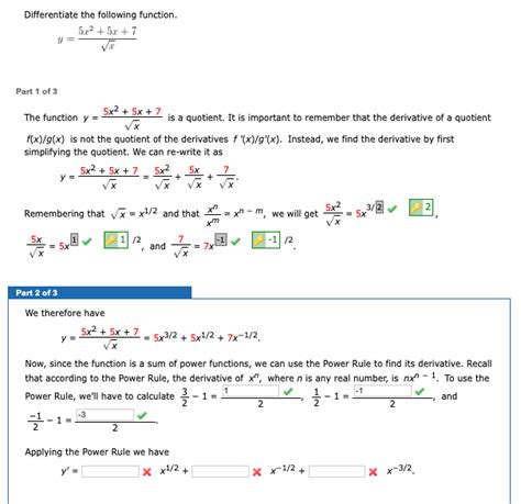 Solved Differentiate The Following Function Part 1 Of 3 The