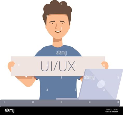 Ui Ux Designer Is Holding A Banner With Ui Ux Written On It Stock