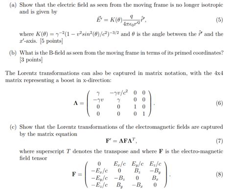Solved Lorentz Transformations Transform The Electromagnetic