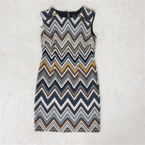 Karin Stevens Dresses Karin Stephens Neutral Colors Chevron Dress