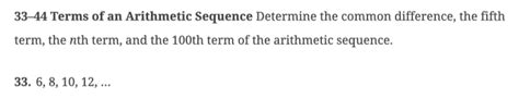 solved 33 44 ﻿terms of an arithmetic sequence determine the