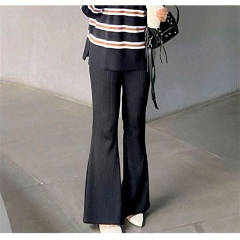 Jual Celana Cutbray Kint Celana Wanita Highwaist Kint Cutbray Belah Bawah Samping Bahan Adem