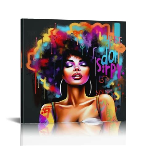Hengt African American Wall Art Abstract Graffiti Style Black Woman