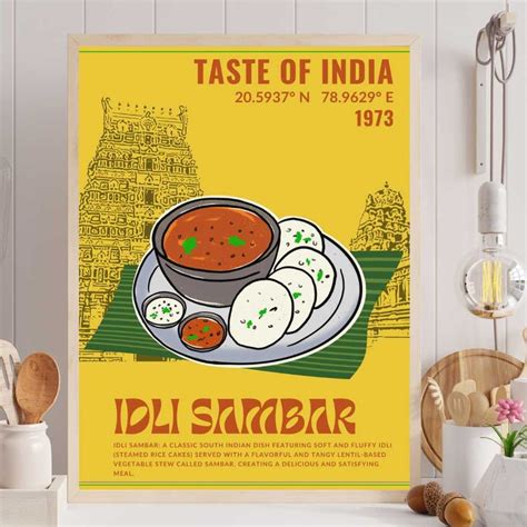 Idli Sambar India Poster Desi Art Kitchen Décor Food Art