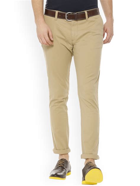 Buy People Men Beige Regular Fit Solid Regular Trousers Trousers For