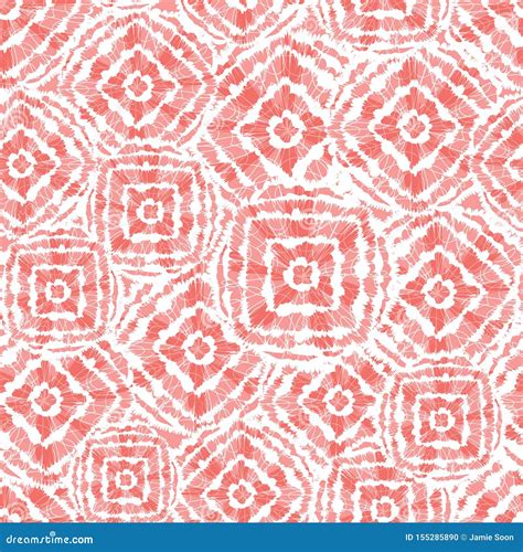 Vector Coral Pink Shibori Diamond And Squares Overlap Pattern Suitable