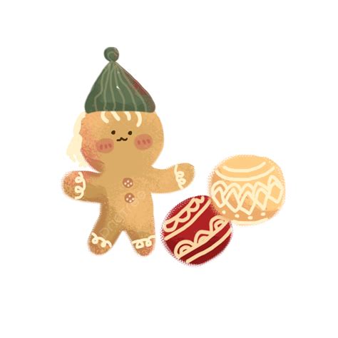 크리스마스 모자 진저 브레드 맨 쿠키 맨 크리스마스 트리 장식 공 쿠키 맨 모자 장식 볼 Png 일러스트 및 Psd 이미지