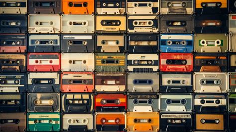 Collection Of Various Types Of Used Vintage Audio Cassettes For Music