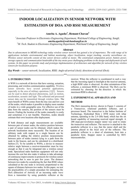 Indoor Localization In Sensor Network With Estimation Of Doa And Rssi