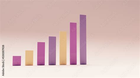 3d Rendering Rising Graph Chart In Pastel Colors Bar Chart With Free