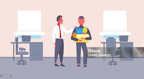보스 환영 새로운 작업 공석 직원 물건 골 판지 상자 편안한 직장 사무실 인테리어 첫 번째 작업 하루 개념 평면 수평 객실