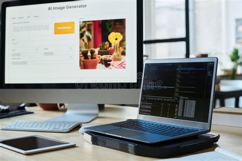 Screen Of Laptop With Coded Data Stock Image Image Of Create