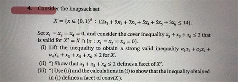 Solved Consider The Knapsack Set