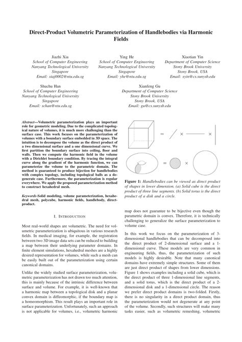 Pdf Direct Product Volumetric Parameterization Of Handlebodies Via