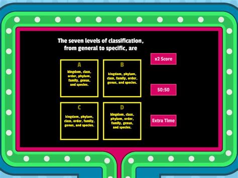 Classification Game Gameshow Quiz