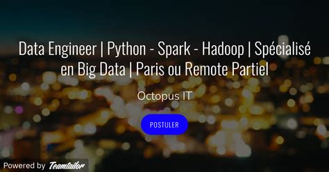 Data Engineer Python Spark Hadoop Spécialisé En Big Data