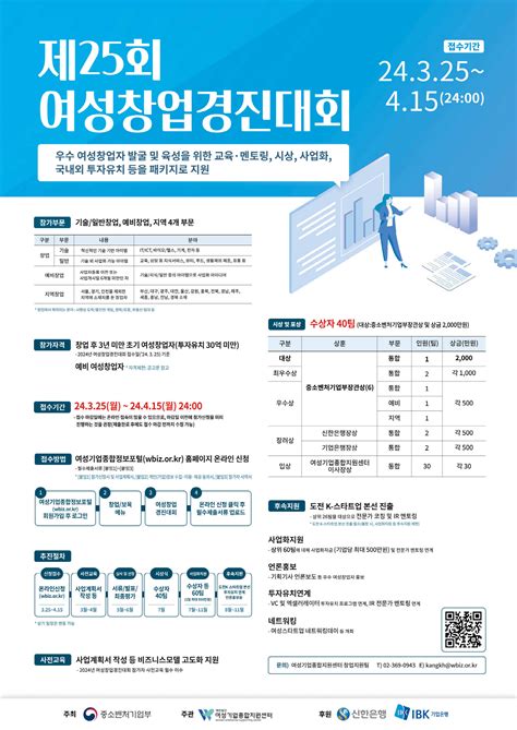 공모전대외활동 2024년 제25회 여성창업경진대회 참가자 모집