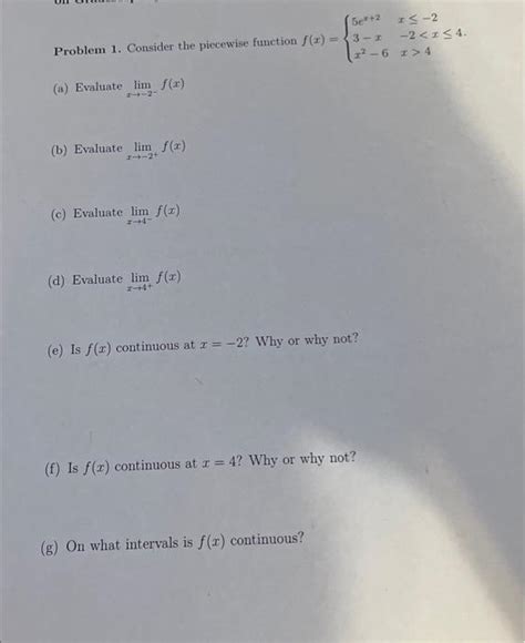 Solved Problem 1 Consider The Piecewise Function