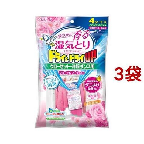 ドライ＆ドライup クローゼット・洋服ダンス用 フローラルブーケの香り 4シート入3袋セット ドライ＆ドライアップ