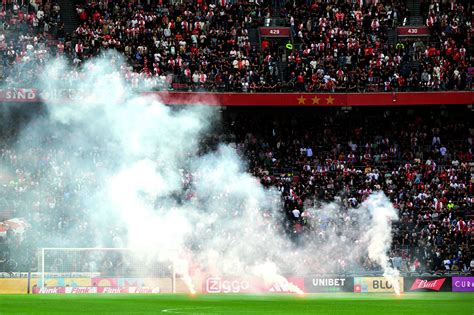 Ajax Clash Suspended As Flares Thrown Onto The Pitch And Fans Try To Storm Own Stadium Talksport