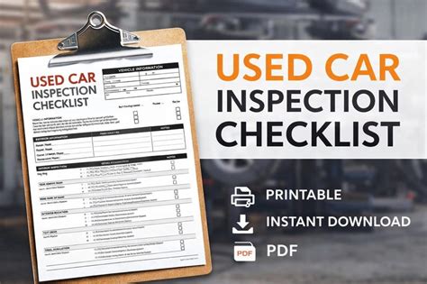 Used Car Inspection Checklist Printable Etsy