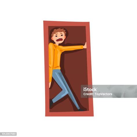남자 공포증 흰색 배경에 인간의 공포 개념 벡터 일러스트 레이 션에서 고통 감정에 대한 스톡 벡터 아트 및 기타 이미지 감정