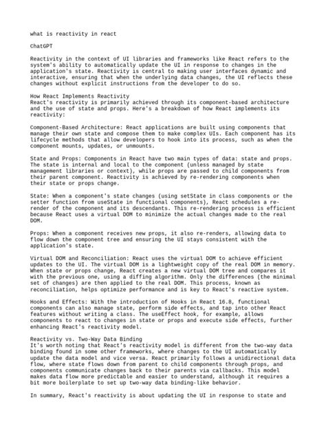 reactivity in react pdf user interface software