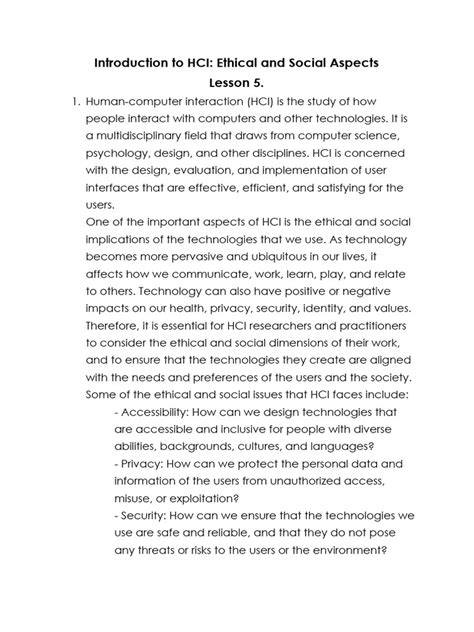 Introduction To Hci Ethical And Social Aspects Pdf Human Computer Interaction Privacy