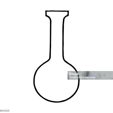 化學燒瓶圖示手繪塗鴉風格向量極簡主義單色實驗室玻璃器皿向量圖形及更多健保和醫療圖片 健保和醫療 器材 容器 Istock