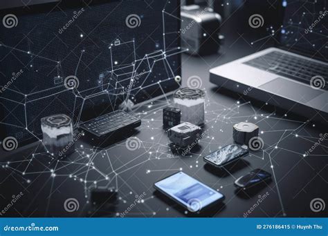 3d Illustration Of Devices Connected To The Big Data Network Via Cloud