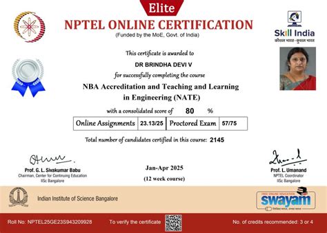 Sairamraise Sairamsdg Sairaminstitutions Lifelonglearning Nptel… Dr Brindha Devi V