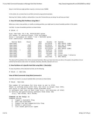 Linux Fdisk Command Examples To Manage Hard Disk Partition PDF