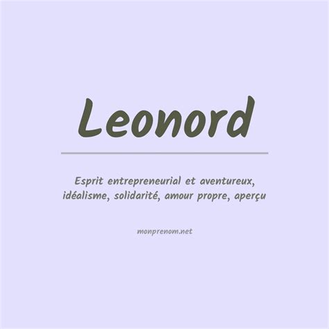Signification du Prénom Leonord