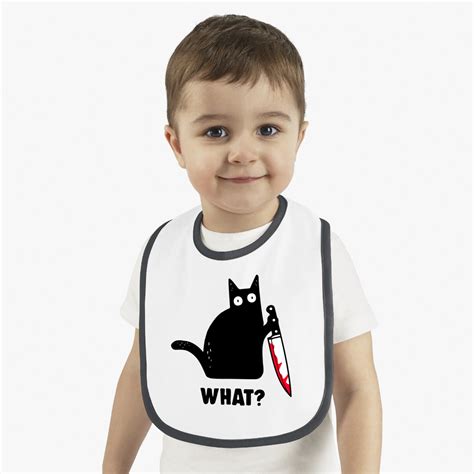 Knife Cat Meme Bibs Cat What Funny Black Cat Murderous Cat With Knife