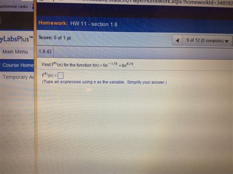 Solved Find T 4 N For The Function T N 5n 1 5 Chegg Com