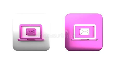 Colorful Laptop With Envelope And Open Email On Screen Icon Isolated On White Background Email