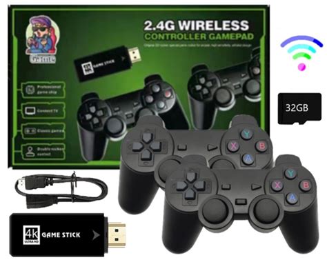 Videogame Game Stick 4k Lite Com 02 Controles Wirelles E 10000 Jogos