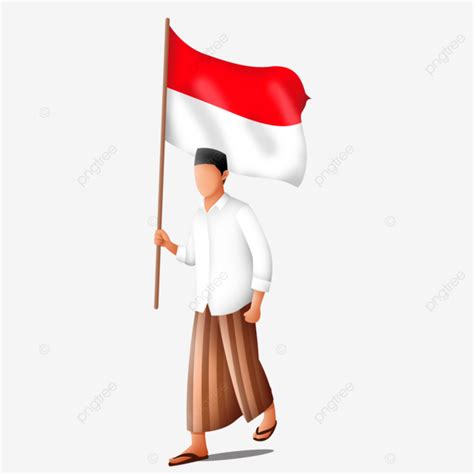 Bendera Merah Putih Png Image Santri Membawa Bendera Merah Putih