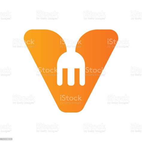 포크 아이콘 벡터 템플릿과 결합 된 편지 V 레스토랑 로고 그릇에 대한 스톡 벡터 아트 및 기타 이미지 그릇 디자인