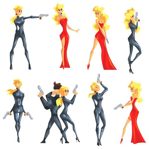 Premium Vector Secret Service Female Agent Undercover Sexy Blond