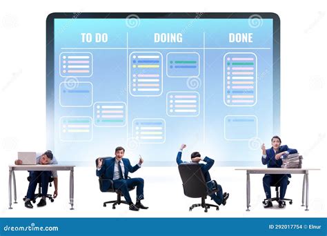 Businessman Working On Kanban Board With Tasks Stock Photo Image Of Backlog Businessman